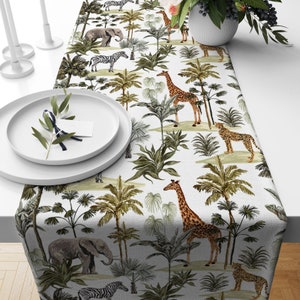 Animal Print Table Runner|floral Animal Table Top|colorful Elephant ...