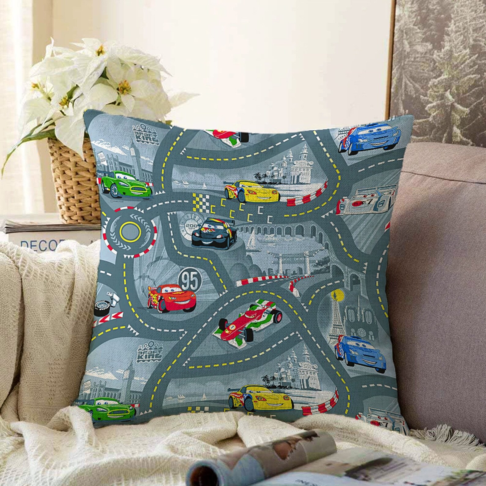 Kids Pillow Cover|racing Car Cushion Case|educational Game Path Kids ...