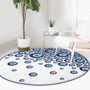Evil Eye Round Rug|non-slip Round Carpet|good Luck Circle Carpet|nazar ...