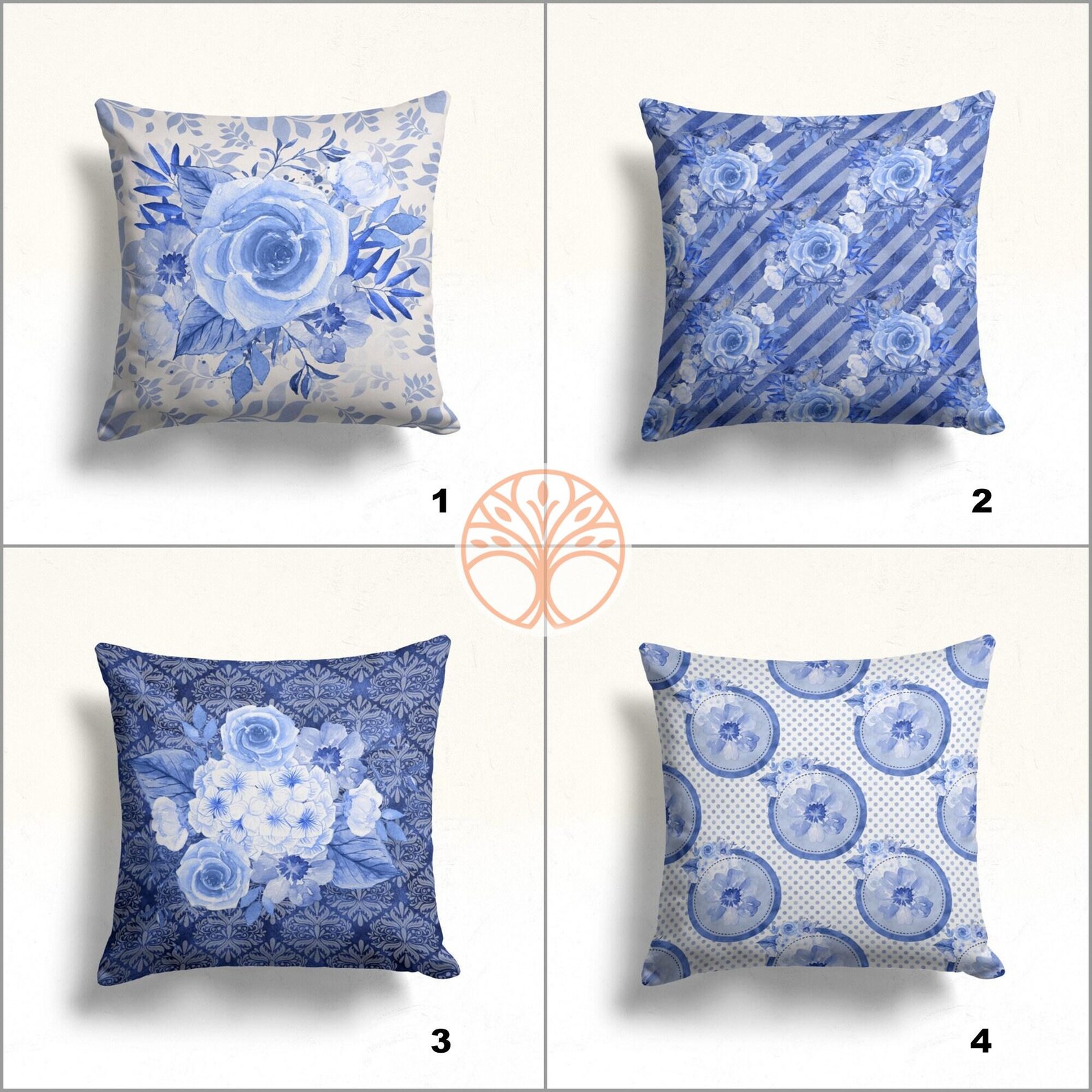Blue Rose Pillow Case|floral Porch Decor|floral Cushion Cover|farmhouse ...