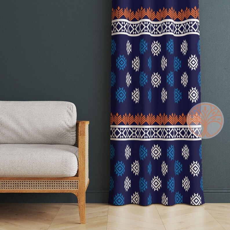 Southwestern Aztec Print Curtain|rug Design Living Room Curtain|rustic ...