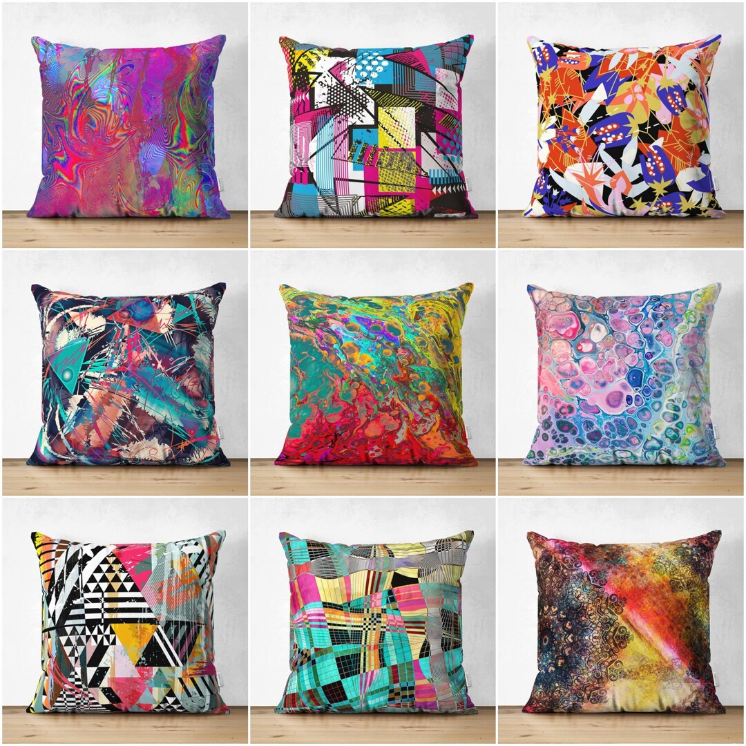 Abstract Pillow Cover|modern Design Pillow Case|vivid Colors Home Decor ...