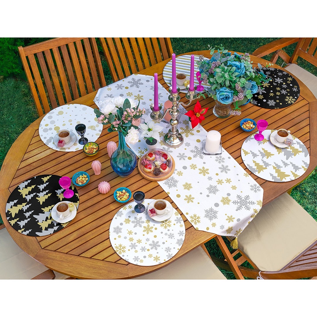 Winter Trend Runner & Placemat Set|xmas Tree Table Decor|set of 6 Supla ...