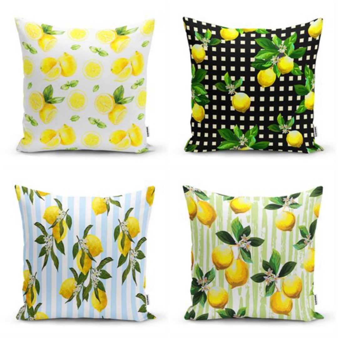 Yellow Lemons With Green Leafage Pillow Cover|decorative Cushion Case ...