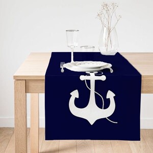 Nautical Table Runnernavy Anchor Tabletopsuede Decorative Nautical ...