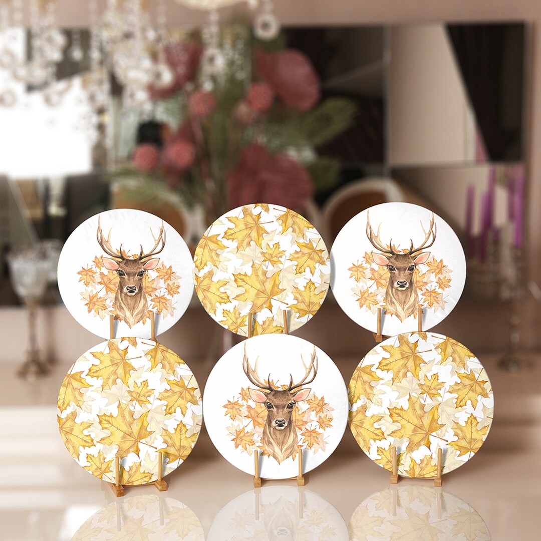 Fall Trend Placemat Set|farmhouse Autumn Leaves Round Dining Underplate ...