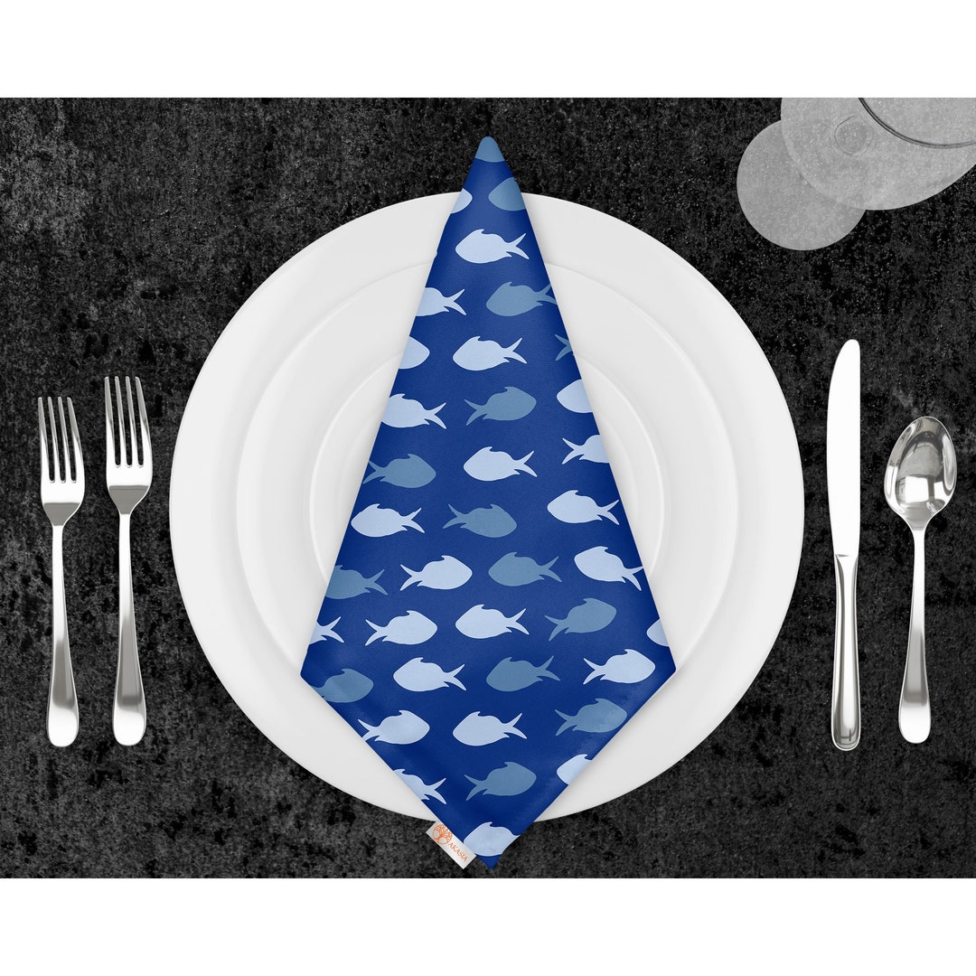 Nautical Fabric Napkin|fish, Starfish and Jellyfish Print Napkin|shark ...