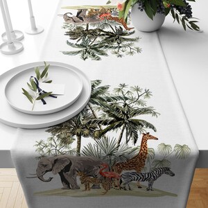 Animal Print Table Runner|floral Animal Table Top|colorful Elephant ...