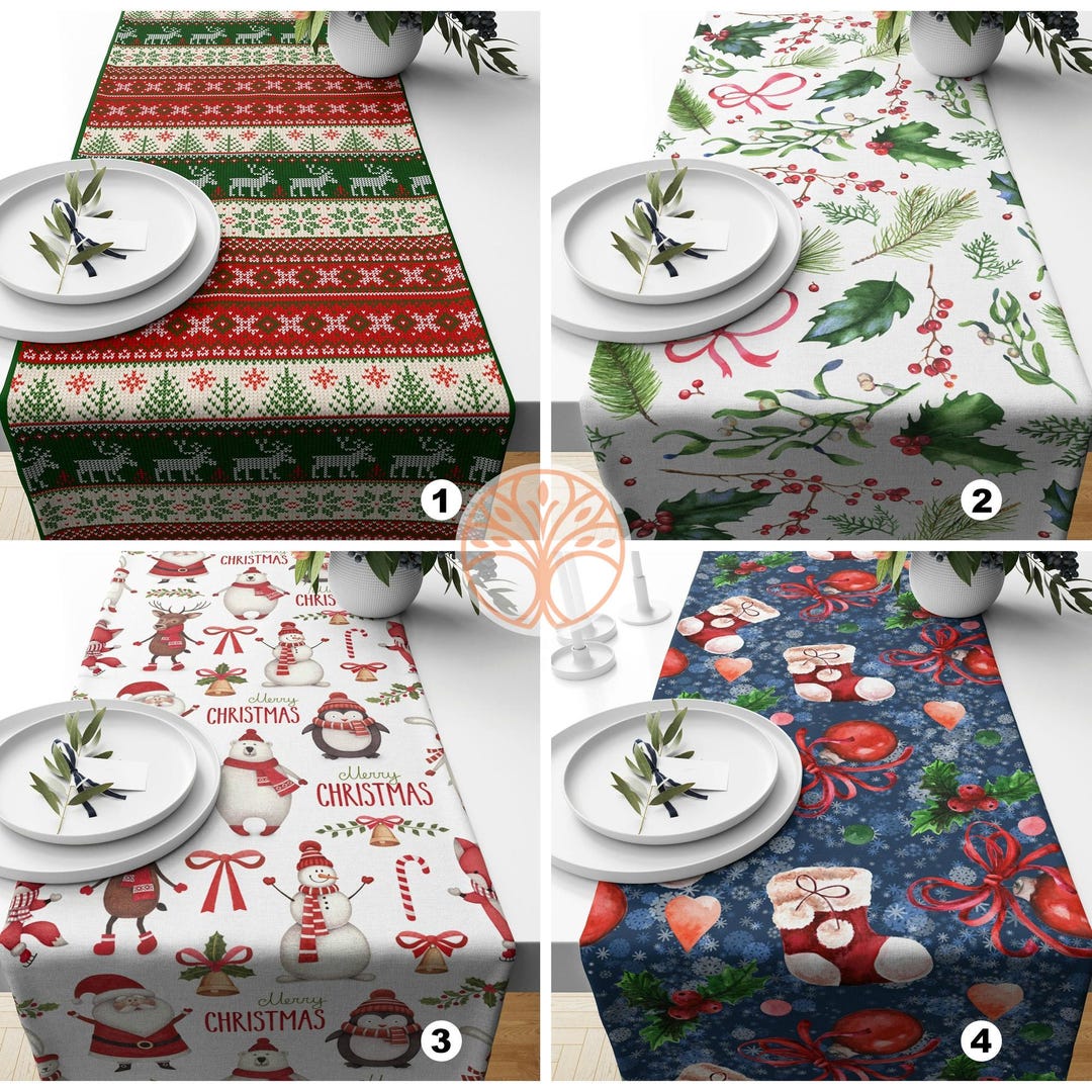 Christmas Table Runners|winter Trend Table Runner|xmas Holly Berry Home ...