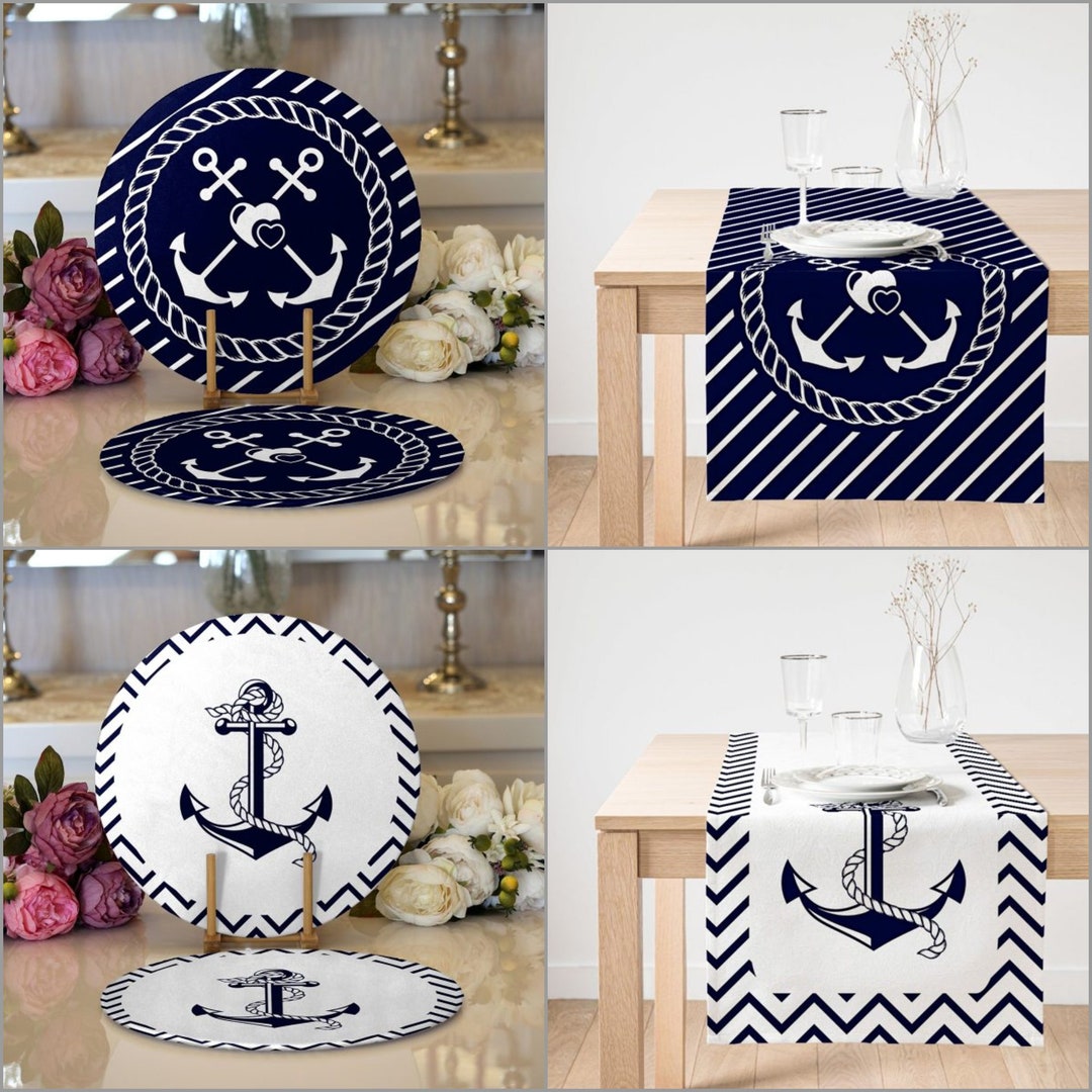 Nautical Placemat & Table Runner|beach House Table Top|set of 2 Coastal ...