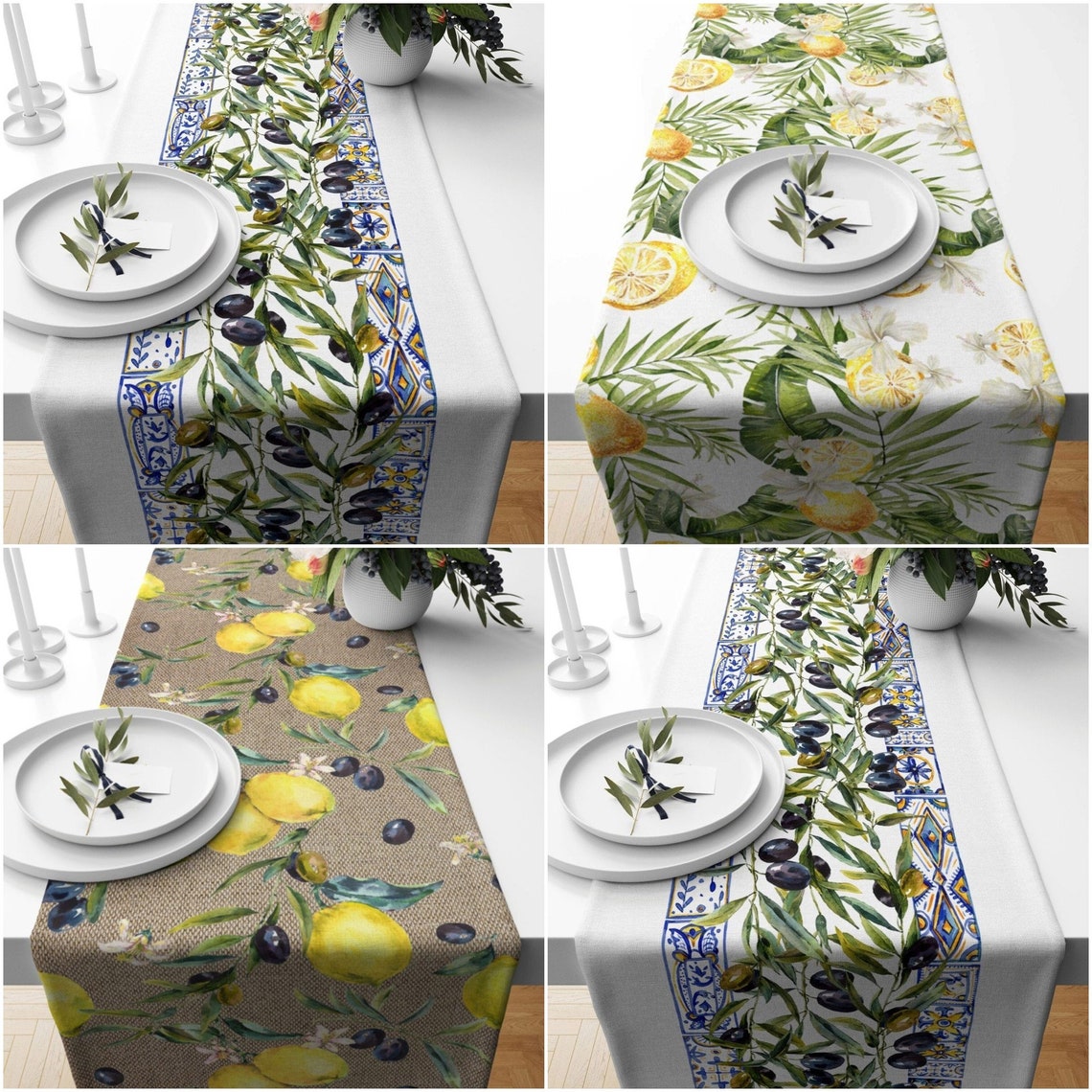 Olive Table Runner|lemon Tablecloth|fresh Citrus Decor|housewarming ...