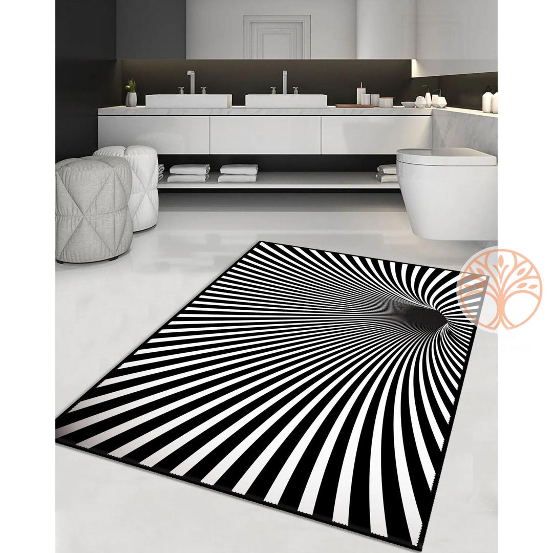 Optic Illusion Rug|illusion Carpet|black White 3D Vortex Area Rug ...