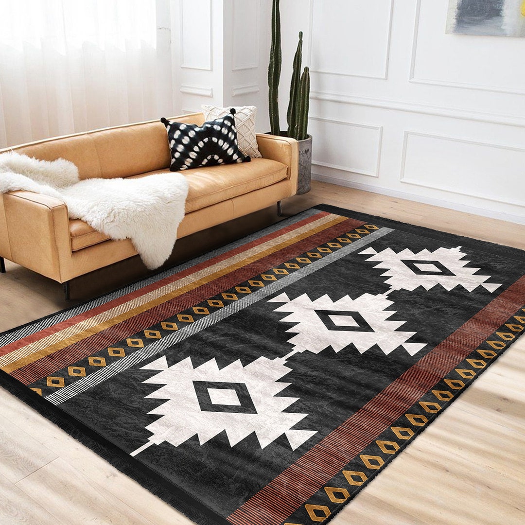 Rug Design Carpetsouthwestern Rugrustic Pattern Machine-washable Non ...