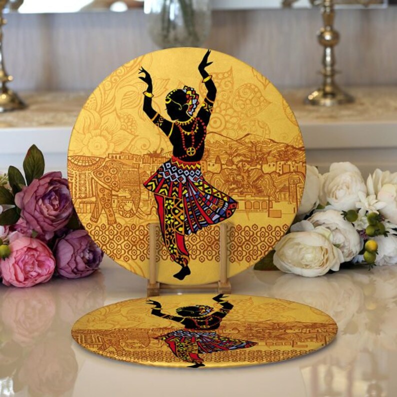 African Girl Placemat|set of 2 Ethnic Supla Table Mat|black Girl Round ...