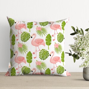 Flamingo Pillow Cover|tropical Cushion Case|decorative Pillowtop|boho ...