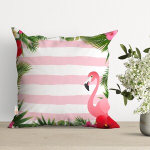 Flamingo Pillow Cover|tropical Cushion Case|decorative Pillowtop|boho ...