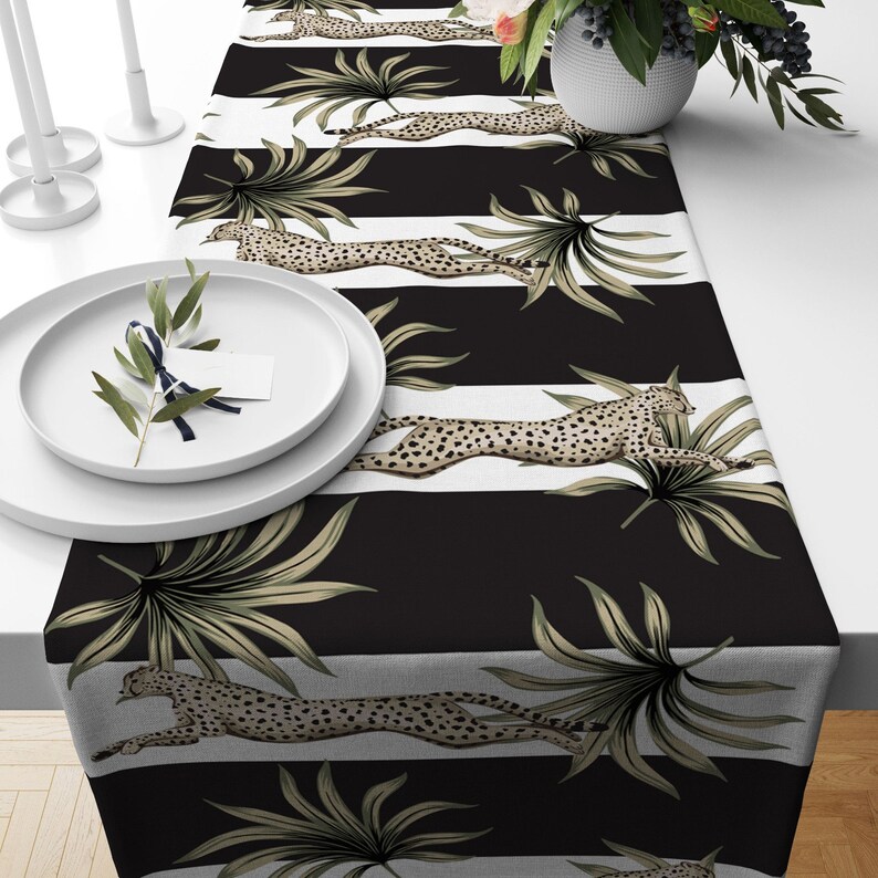 Wild Animals Table Runnerfloral Animal Print Table Topwild - Etsy