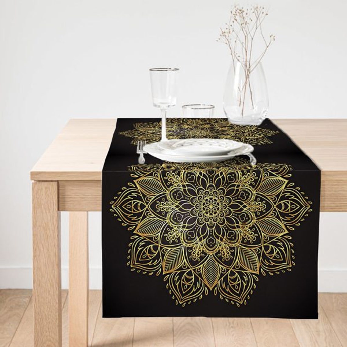 Tiled Mandala Table Runnerhigh Quality Suede Geometric Table - Etsy