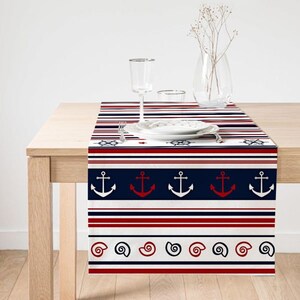 Nautical Table Runnernavy Anchor Tabletopsuede Decorative Nautical ...