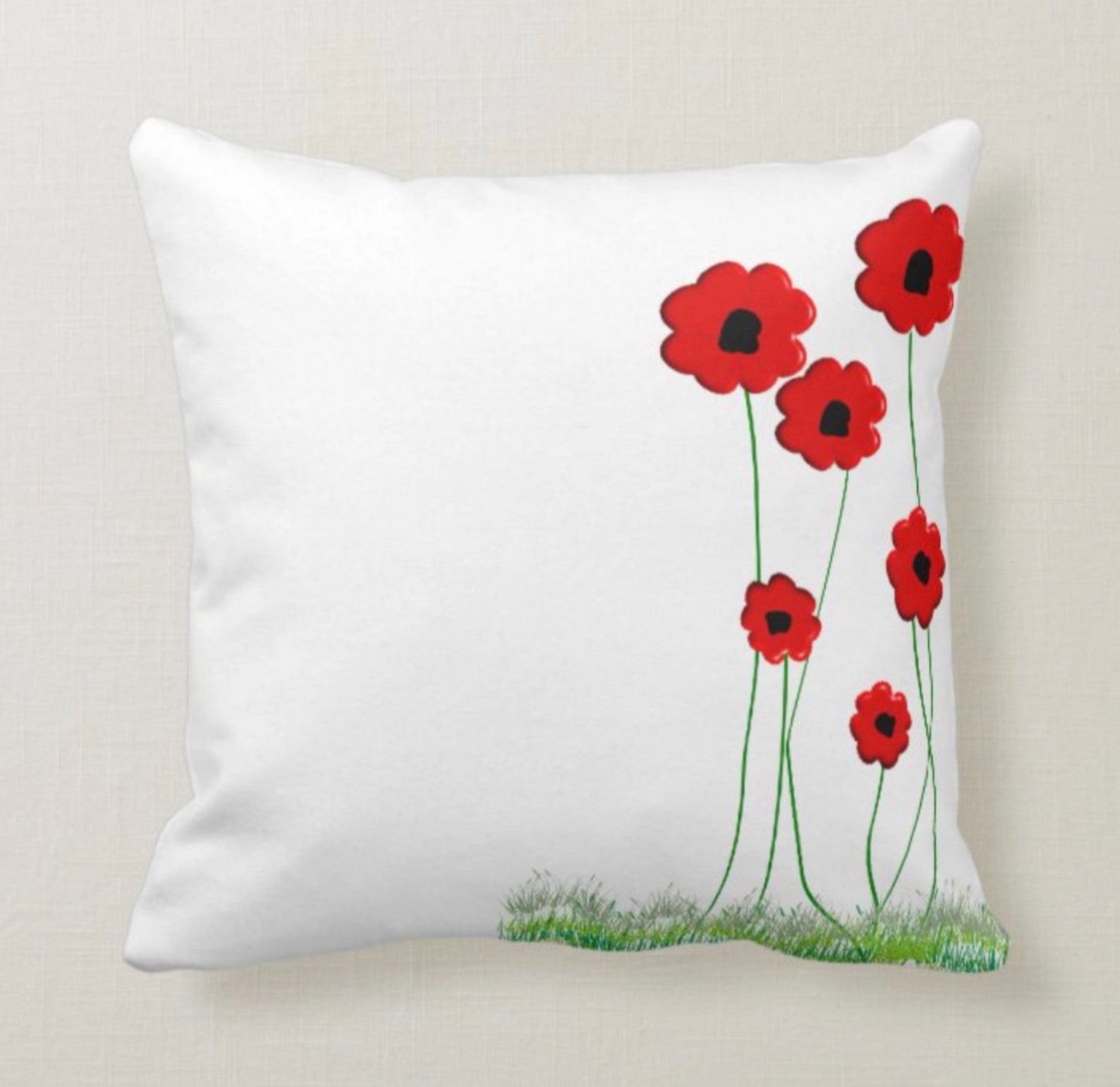 Red Poppy Pillow Coversred Floral Cushion Casesdecorative - Etsy