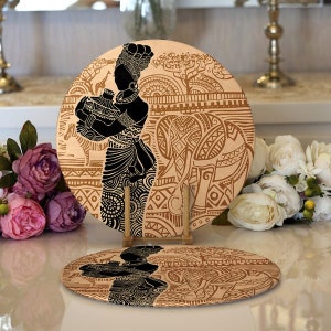 African Woman Placemat|set of 2 Ethnic Supla Table Mat|black Woman ...