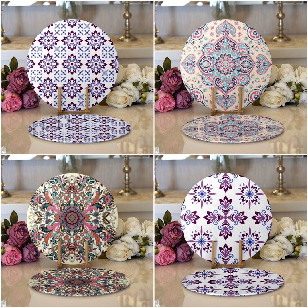 Tile Pattern Placematset of 2 Geometric Supla Table Matdecorative Round ...
