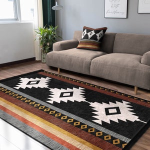 Rug Design Carpetsouthwestern Rugrustic Pattern Machine-washable Non ...