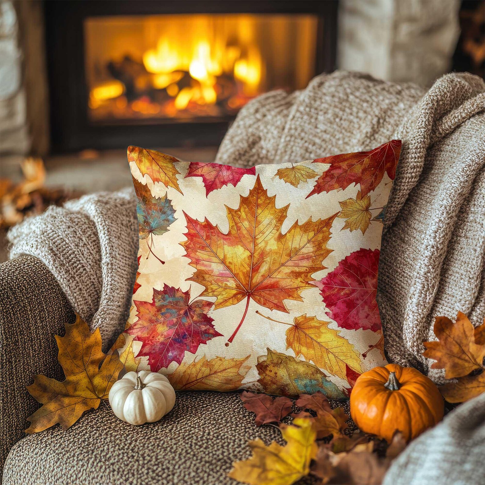 Autumn Leaves Pillow Cover|fall Cushion Case|thanksgiving Fade ...