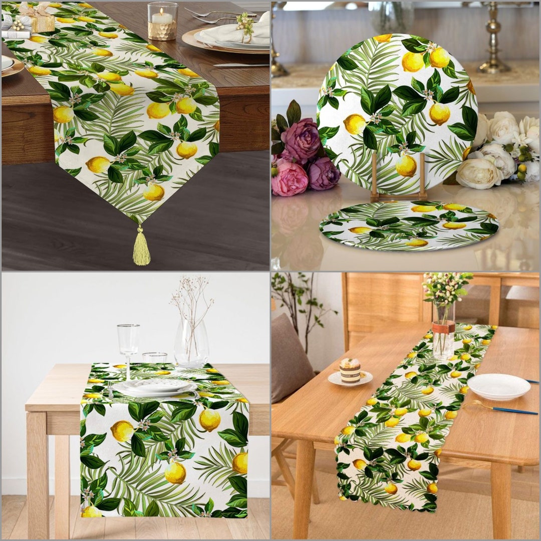Lemon Placemat & Table Runner|floral Lemon Table Top|set of 2 Lemon ...