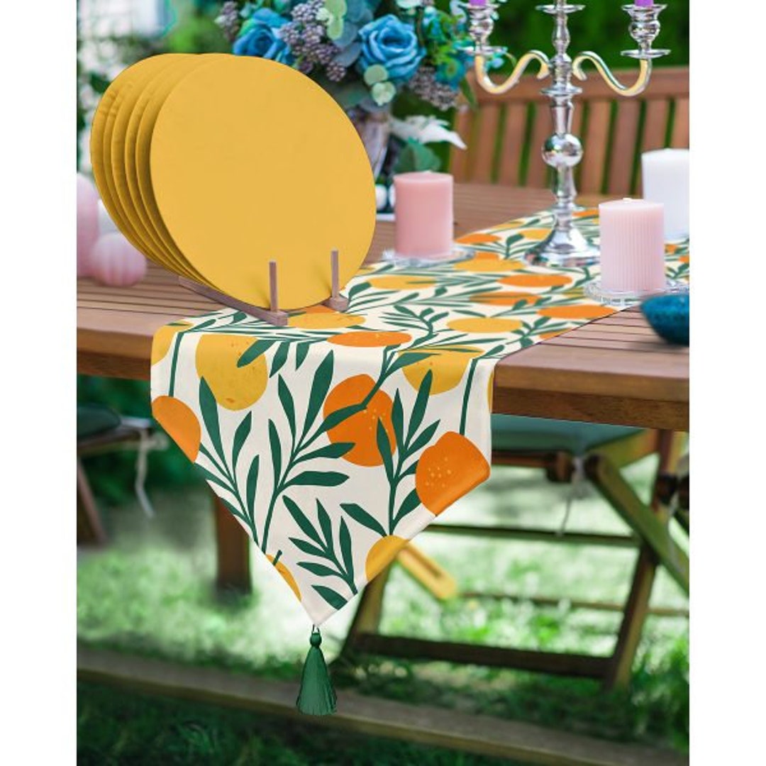 Abstract Leaves Runner & Placemat Set|decorative Tabletop|set of 6 ...