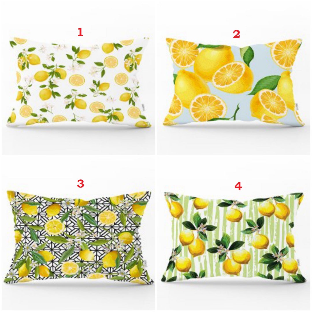 Yellow Lemons Lumbar Pillow Cover|rectangle Cushion Case|home Decor ...