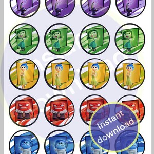 Inside Out Cupcake Toppers - Instant Download Birthday Anxiety Ennui ...