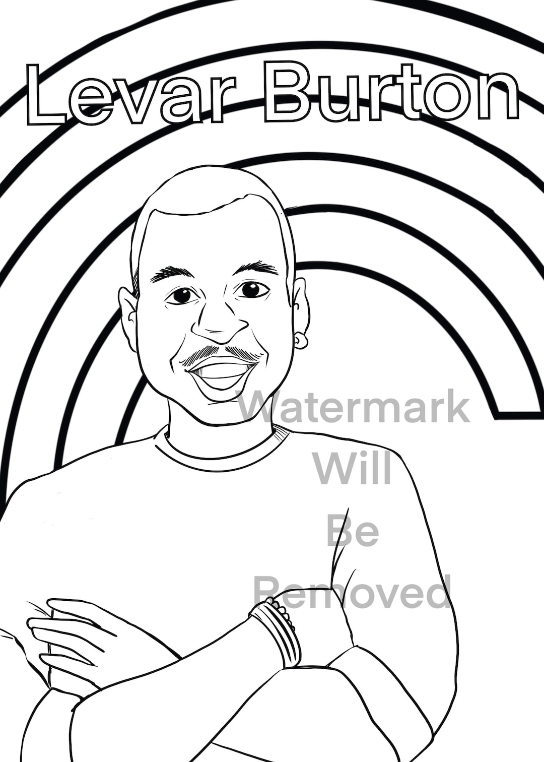 Levar Burton Reading Rainbow Instant Download Coloring Page Elementary ...