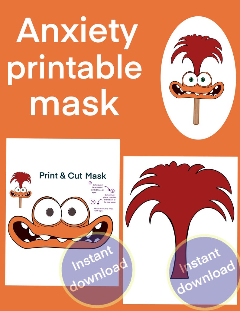 Anxiety Mask Instant Download Printable for Halloween MHP Oogie Boogie ...