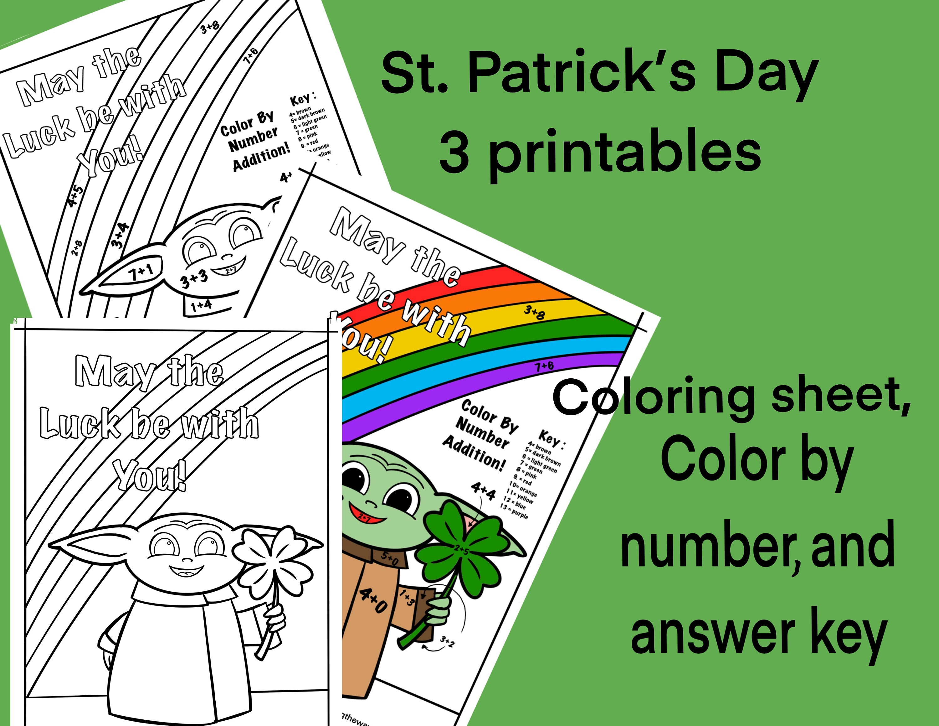 St. Patrick's Day Baby Yoda Printable Activity Sheets. Coloring Page ...