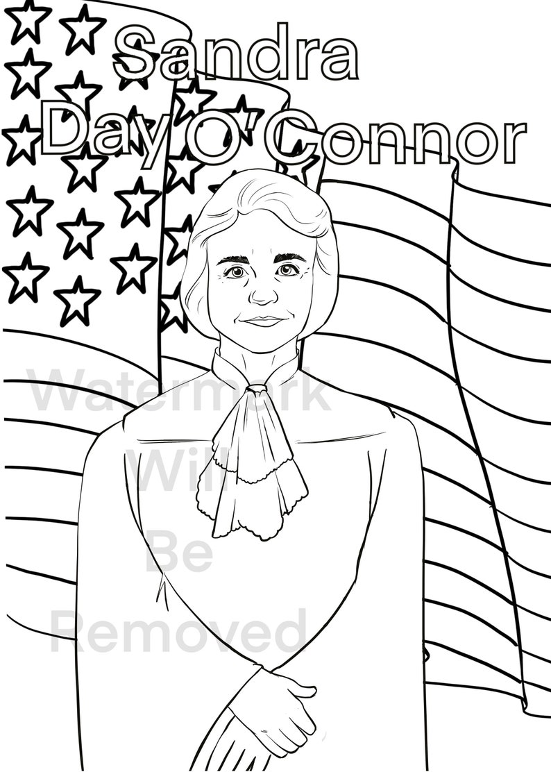 Sandra Day O'connor Instant Downloadable Coloring Page - Coloring ...