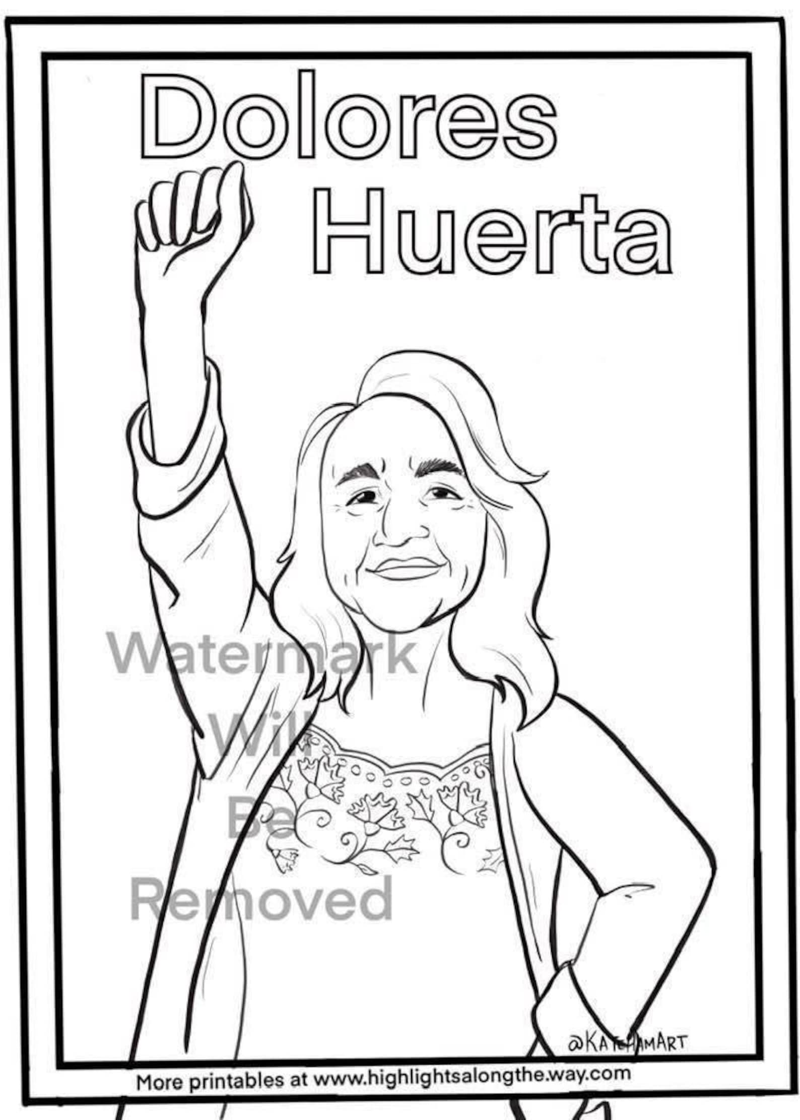 Dolores Huerta Instant Download Printable Coloring Page - Teacher ...