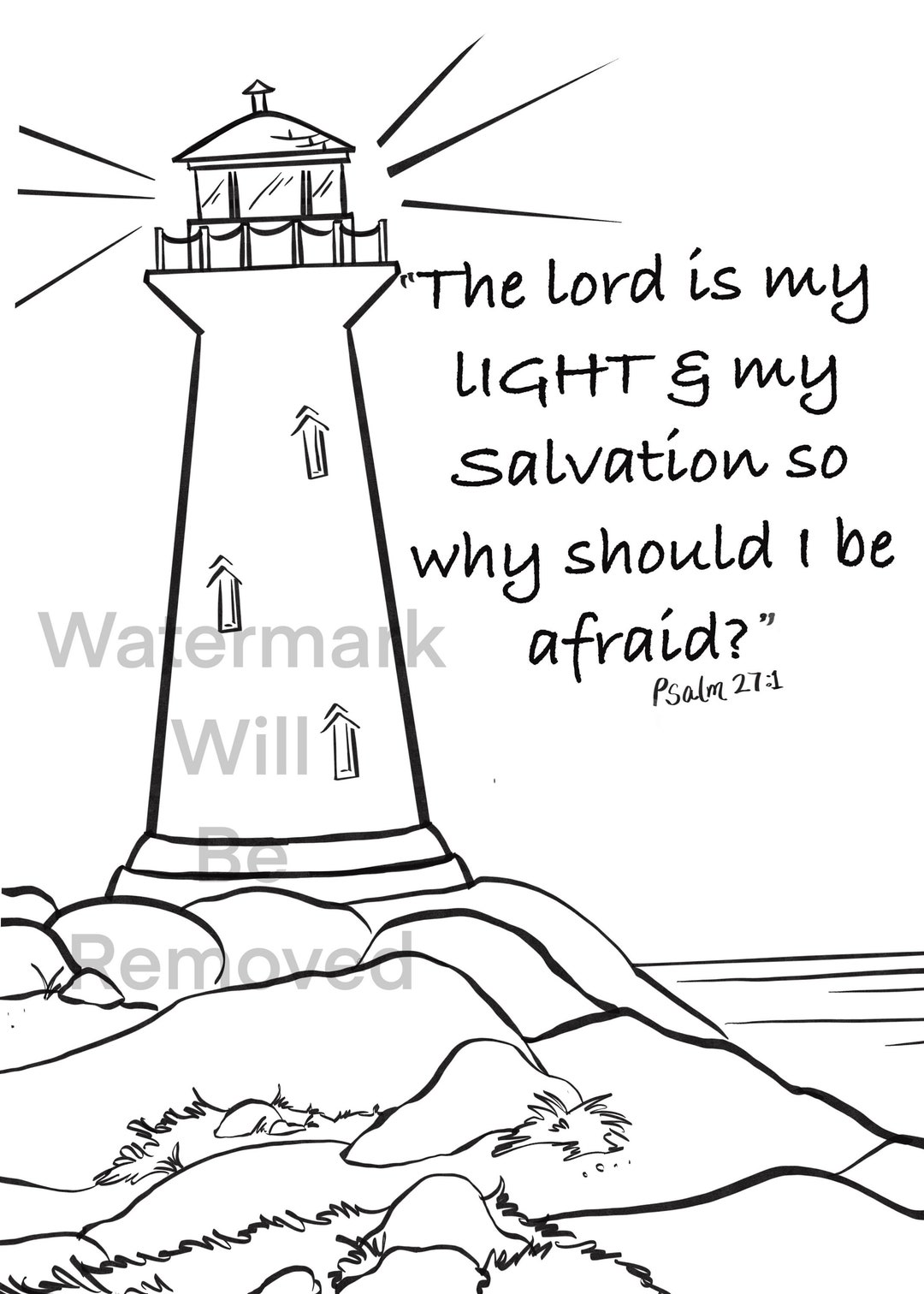 Lighthouse Coloring Page Instant Download - Bible Verse Christian ...
