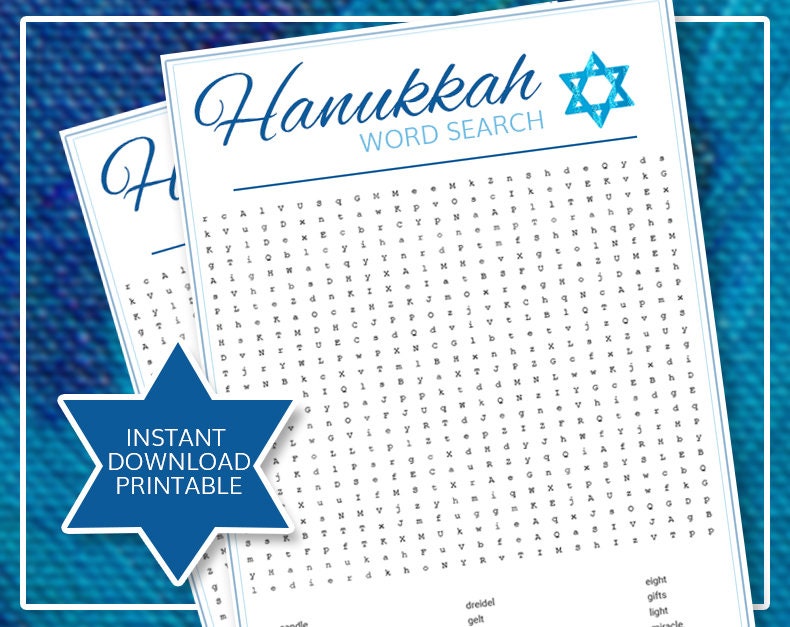 Hannukah Holiday Word Search Printable Instant Download - Etsy