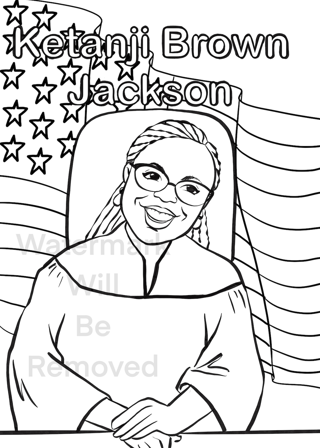 Ketanji Brown Jackson - Supreme Court Justice - Coloring Page for Kids ...