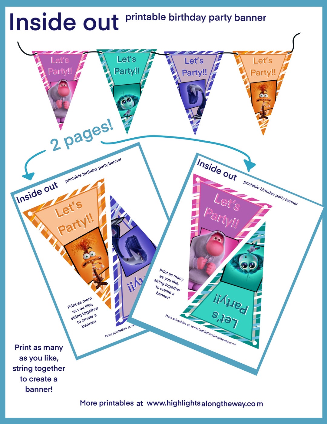 Inside Out Banner for Birthday Party Instant Download Printable ...
