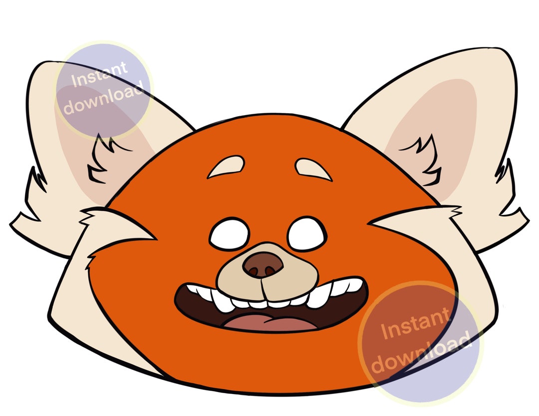 Red Panda Mask Instant Download Cartoon Turning Red Orange Panda ...
