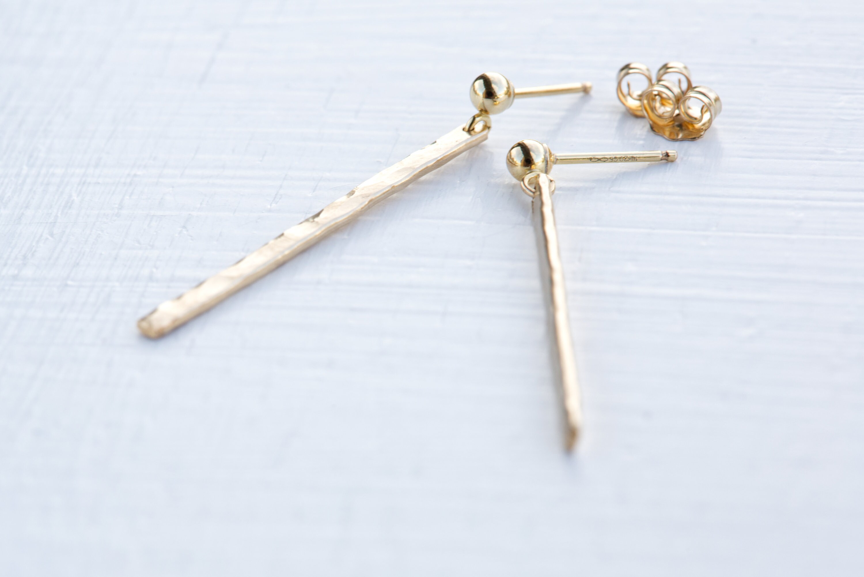 Handmade 14K Gold Filled Stud Bar Drop Earrings - Etsy