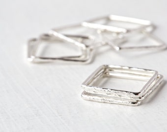 Square Silver Ring | Etsy