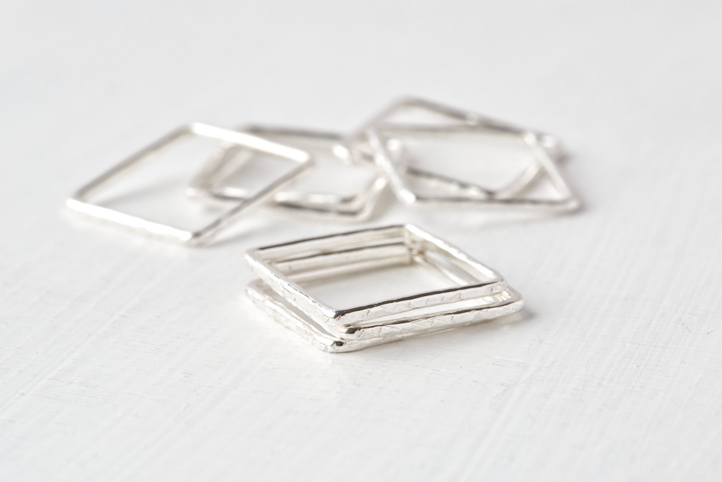Handmade 925 Sterling Silver Stackable Square Ring | Etsy