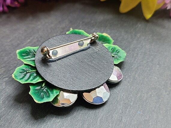 Vintage Plastic Holly with Clear and Colored Gems Bro… - Gem