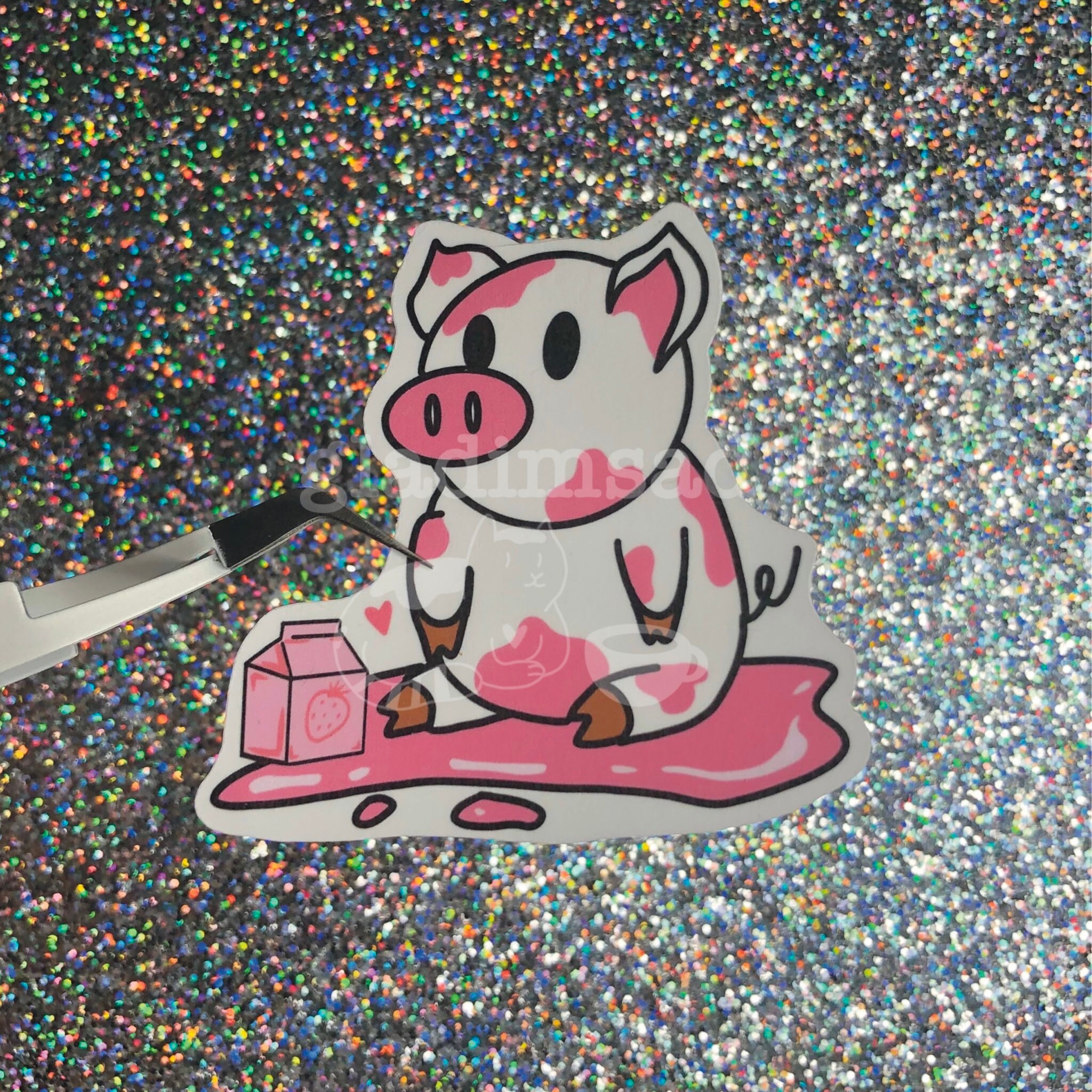 Cute Strawberry Pig Sticker Strawberry Milk Fun Strawberry | Etsy