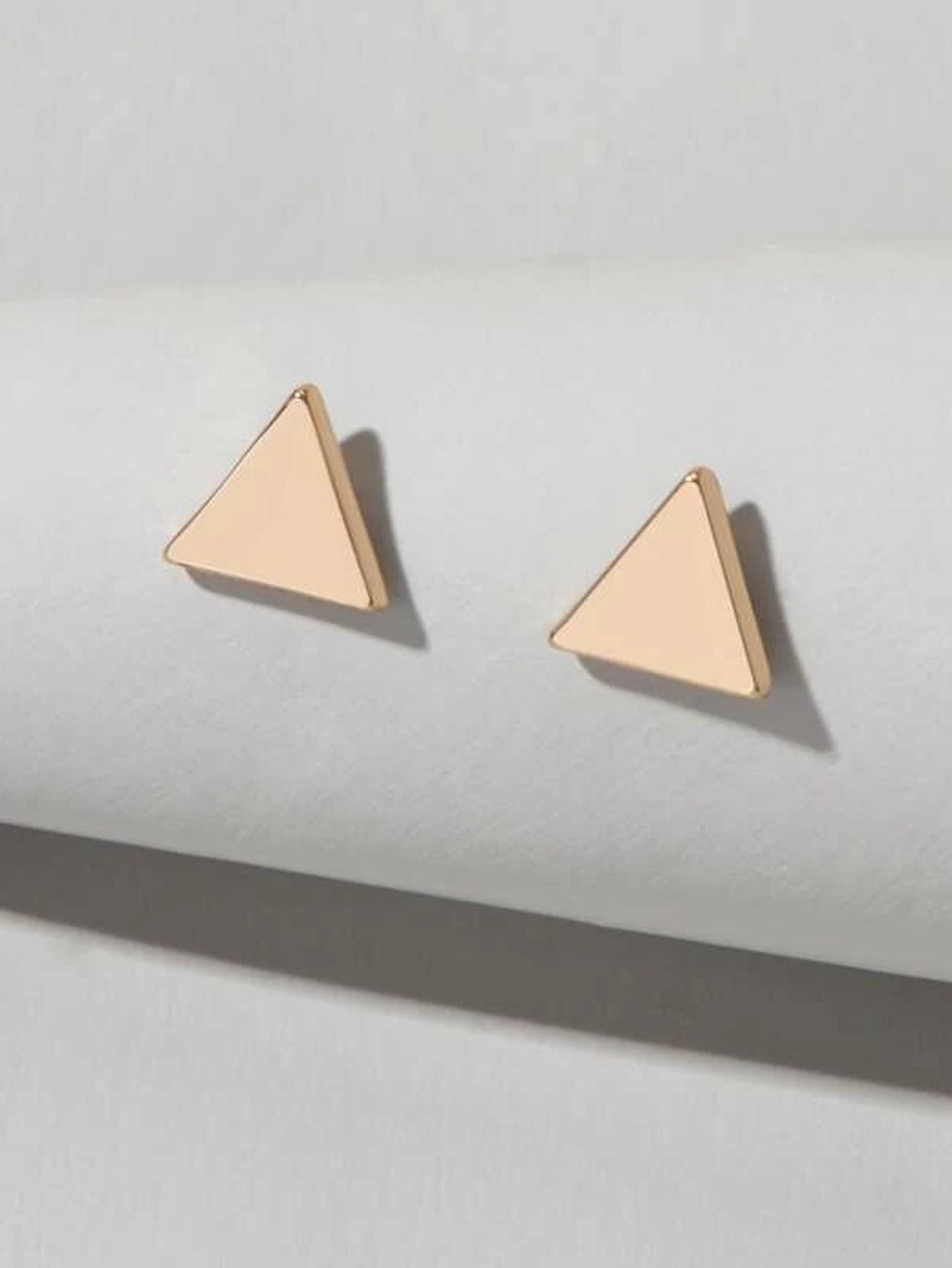 Tiny Triangle Gold Stud Earrings Boho Jewelry Gold Statement - Etsy