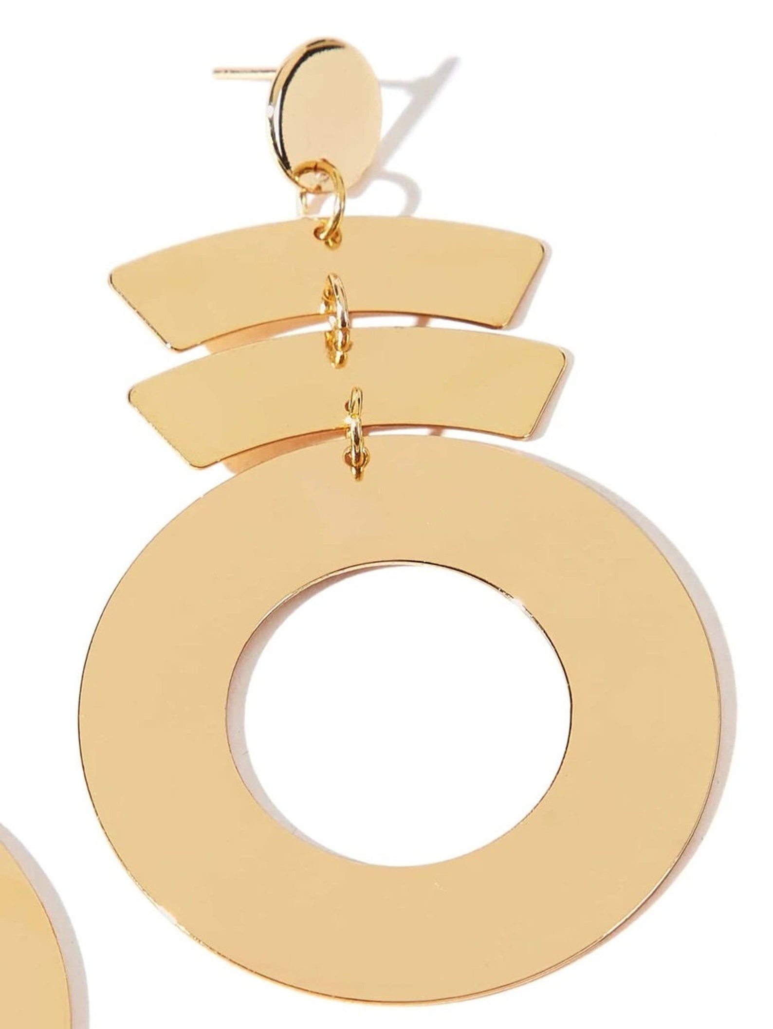Gold Circle Geometric Shapes Drop Earrings I Gold Statement | Etsy