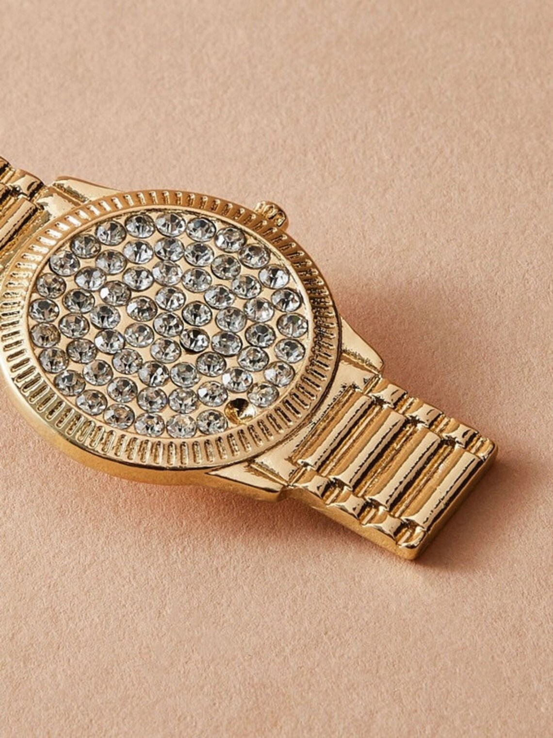 Rhinestone Decor Watch Gold Drop Earrings I Gold Statement - Etsy